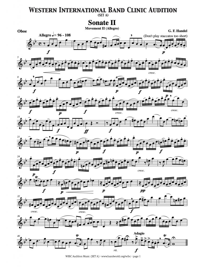 WIBC Audition Music (Set A) | Bandworld Magazine