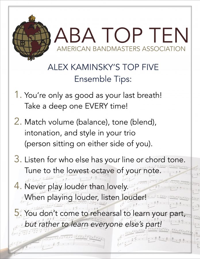 Alex Kaminsky’s Top Ensemble Tips | Bandworld Magazine